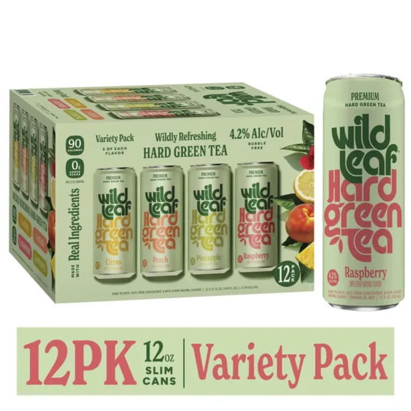 Wild Leaf Hard Green Tea Variety Pack 24 pack/12 oz cans - Beverages2u